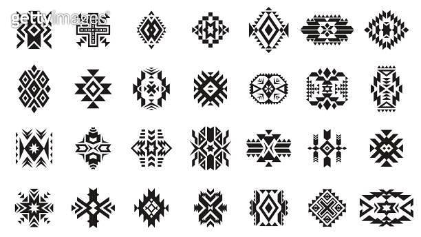 Aztec tribal ornament. Geometric ethnic motif elements of native ...