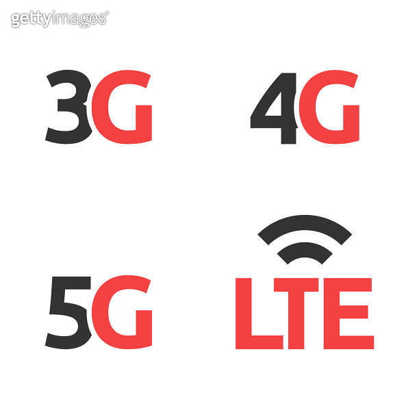 3G, 4G, 5G and LTE Icon Set. (1431429851) - 게티이미지뱅크