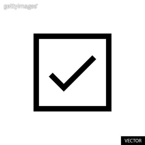Square tick, Checkbox, Tick mark in box, Check mark vector icon in line ...