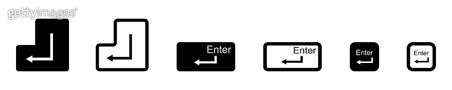 Set of enter buttons vector icons. Computer key. Symbol - start. 이미지 ...