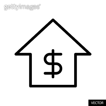 Home with USD symbol, House rent, price or cost, Real estate vector ...