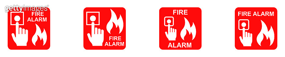 Fire alarm call point vector icons set. Emergency fire alarm button ...