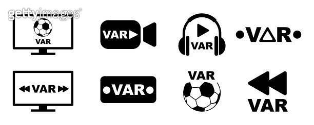 Var system icons vector set. Var technology for football. Referee ...