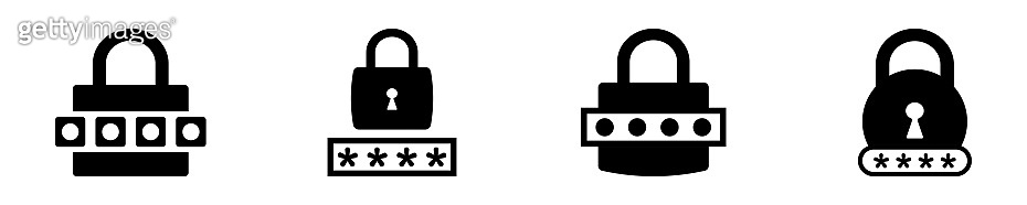 Set of lock password vector icons. Padlock and password. Protected ...