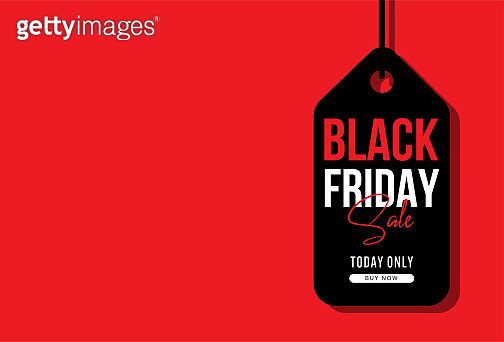Black Friday Sale sales ticket vector sign with horizontal red ...