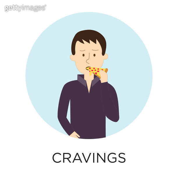 Flat style vector illustration of man with food craving symptoms 이미지 ...