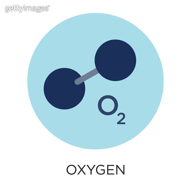 Oxygen vector icon, flat style illustration, circle design, black type ...