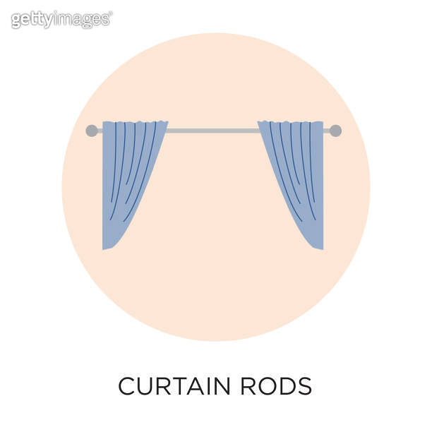 Vector flat design curtain rods icon illustration in circle layout with ...
