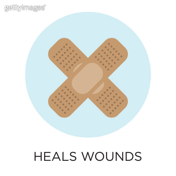 Heals wounds vector icon, flat style illustration, circle design, black ...