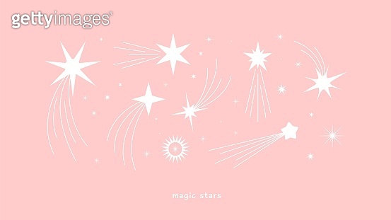 Stars with tails, falling star composition vector concept. Dreams boho ...