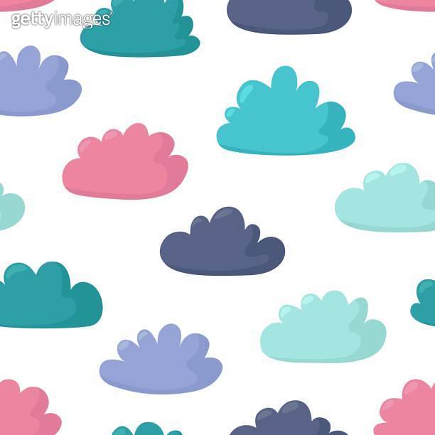 Colorful clouds background. Cartoon style cloud isolated, weather ...