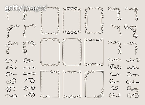 Flourish frames and corners for wedding cards, monogram simple accent ...