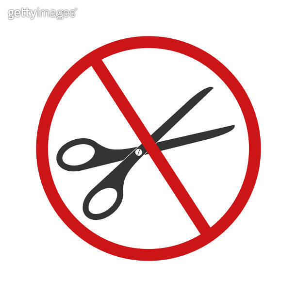 Scissors with red forbidden sign. Do not cut prohibition icon. Stop ...