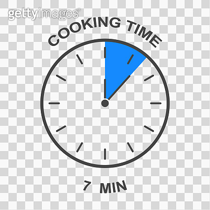 Clock face with 7 minute time interval. Cooking time icon. Timer ...