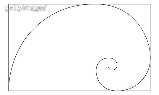 Golden ratio logarithmic spiral in rectangle frame. Harmony nature ...
