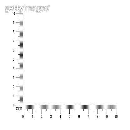 10 cm corner ruler. Measuring tool template with vertical and ...