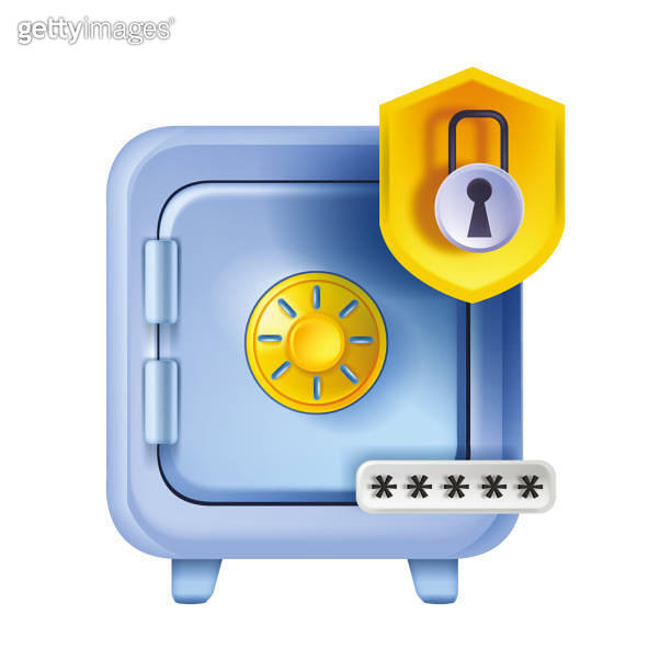 3D safe money box, cartoon security deposit locker, isolated vector ...