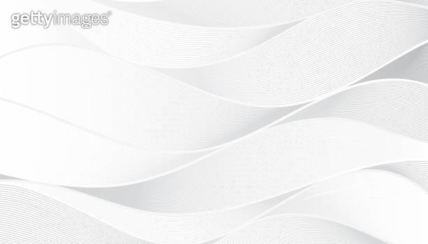 Abstract white and light gray wave line pattern background. Modern soft ...