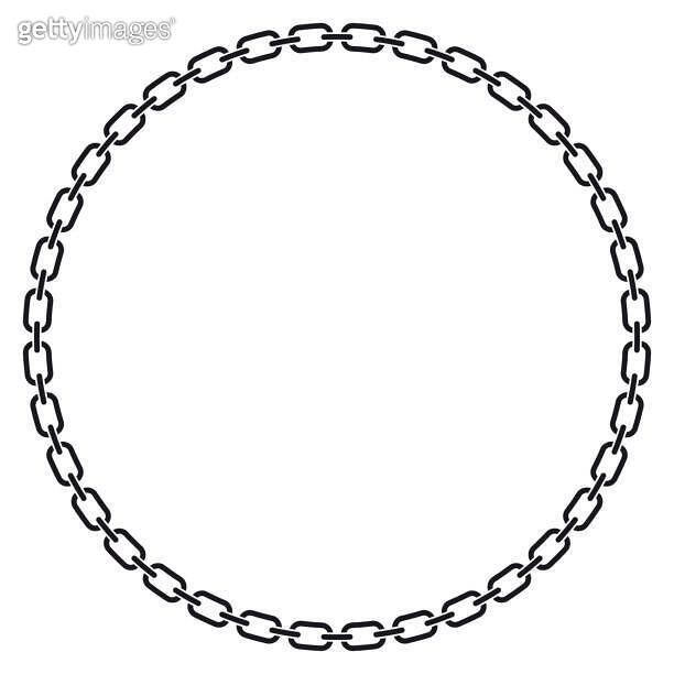Abstract chain round frame. Black circle frames with chains patterns ...