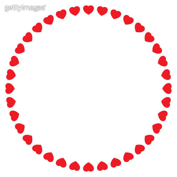 Red heart circle frame. Border flat style. Romantic concept. Vector ...