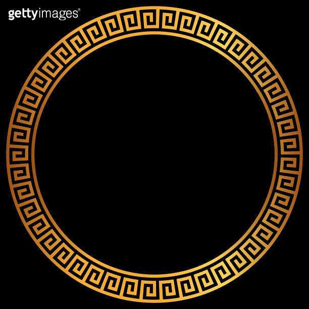 Golden round greek frame. Golden circle frames with traditional ...