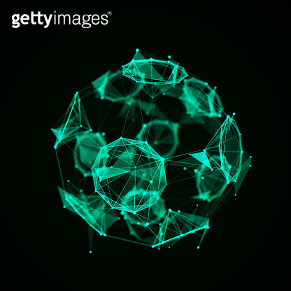 Futuristic digital shape from dots and lines. Network connection structure. Big data ...