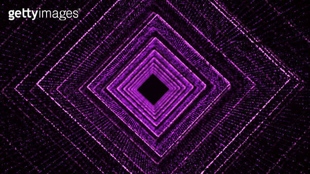 Abstract particle flow in cyberspace. Futuristic 3D portal. Digital ...