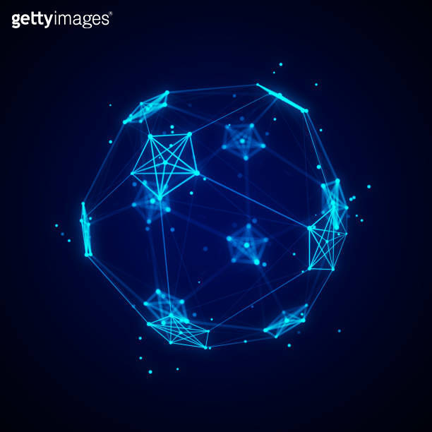 Futuristic digital shape from dots and lines. Network connection structure. Big data ...