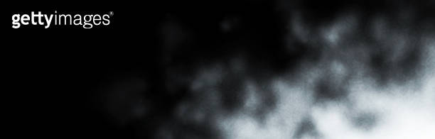 White smoke on black background. Dynamic abstract fog. 3D rendering ...