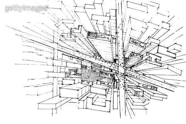 Line drawing of a big city, top view.,modern design,vector,2d ...