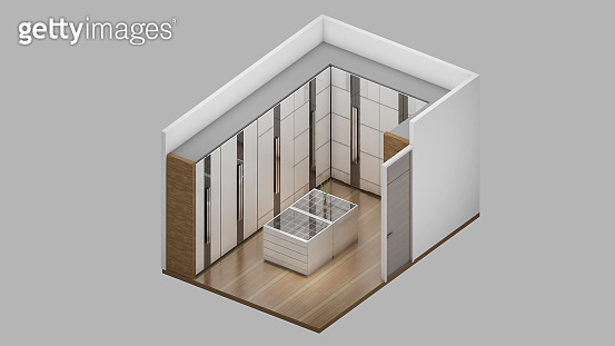 Isometric view of a closet,walk in closet, 3d rendering. (1446194803 ...