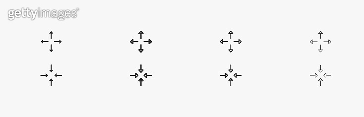 Scaling arrows vector buttons for UI and web design. Resize vector ...