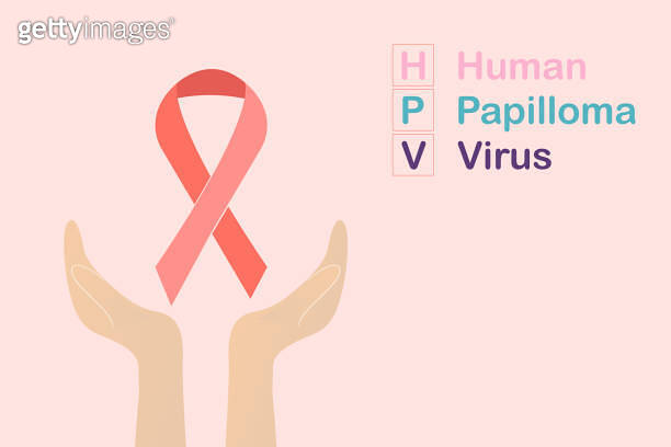 HPV (Human Papillomavirus) Two hand and ribbon for cervical cancer ...