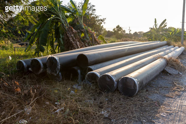 Polyvinyl chloride Drainage Pipe on a Construction Site. Polyvinyl ...