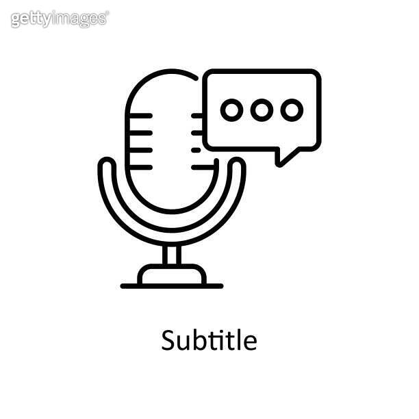 Subtitle vector outline icon for web isolated on white background EPS ...