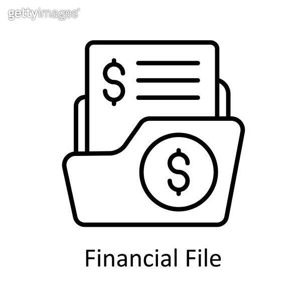 Financial File vector outline icon for web isolated on white background ...
