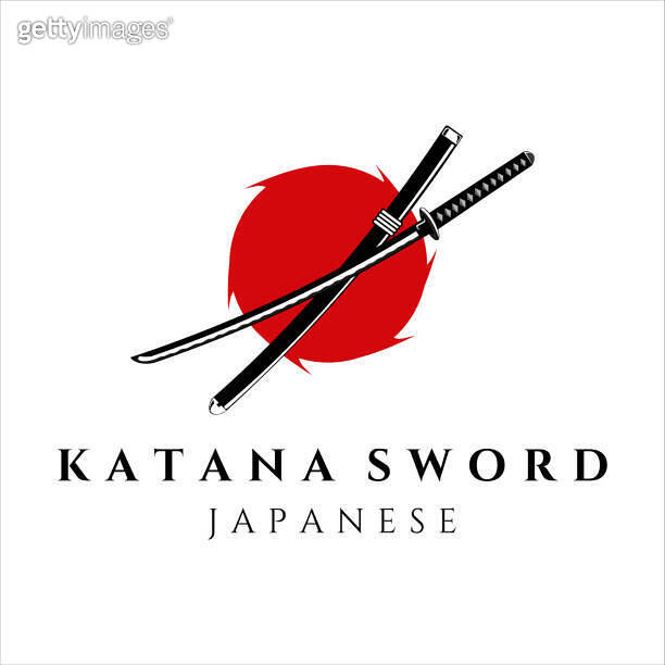 katana sword vintage vector illustration template design. simple modern ...