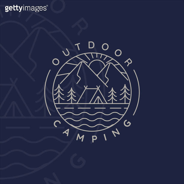 camping line art simple minimalist vector illustration template icon ...