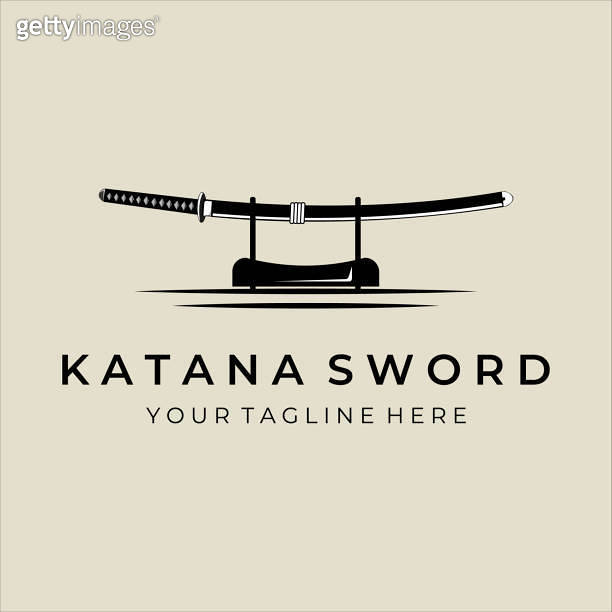 katana sword vintage vector illustration design. simple modern japanese ...