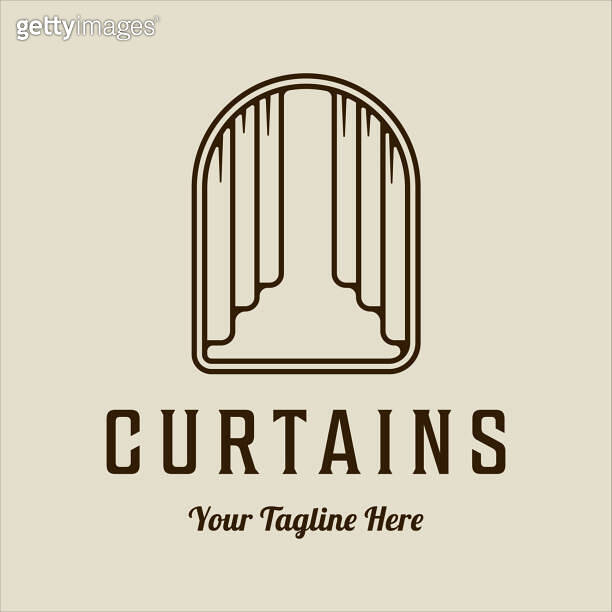 curtain vector line art minimalist simple illustration template icon ...