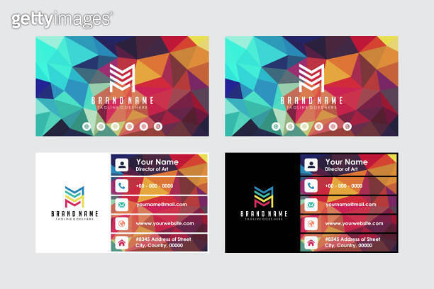 business card design template with horizontal layout. white and black ...