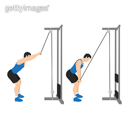 Man doing Straight arm lat pulldown exercise. Flat vector illustration ...