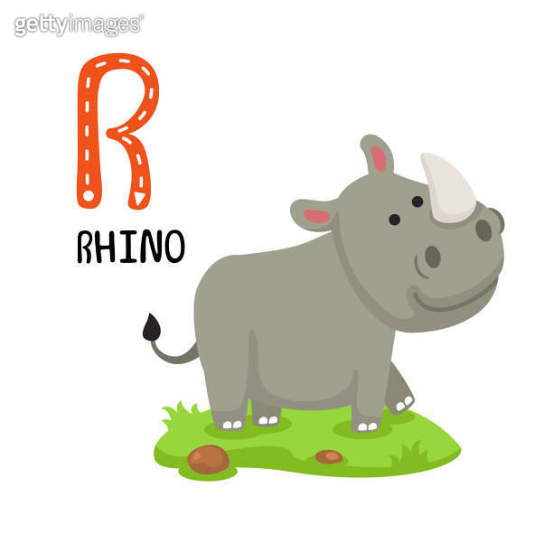 Illustration Isolated Animal Alphabet Letter R-Rhino (1410106582) 일러스트 ...
