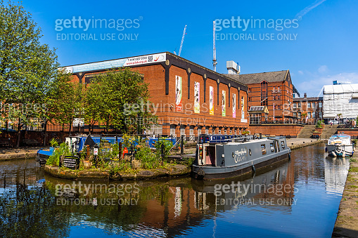 Manchester United Kingdom Castlefield Basin canal harbor with a view ...