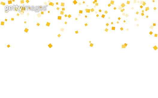 Stylish gold square confetti tinsels falling on white. Luxurious ...