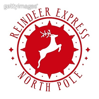 Reindeer express - north pole. Xmas delivery stamp design with reindeer ...