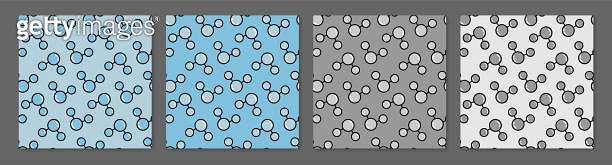 Chemical element molecule seamless pattern set. Linear style CO2 ...