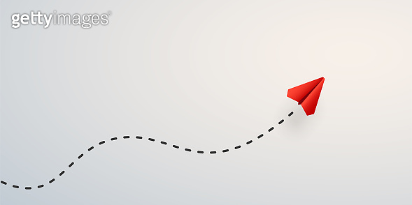 Plane with line way illustration (1372195997) - 게티이미지뱅크