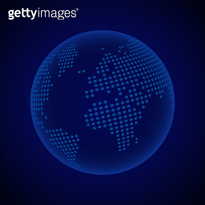 Transparent globe. A Globe-shaped world map on a blue gradient ...