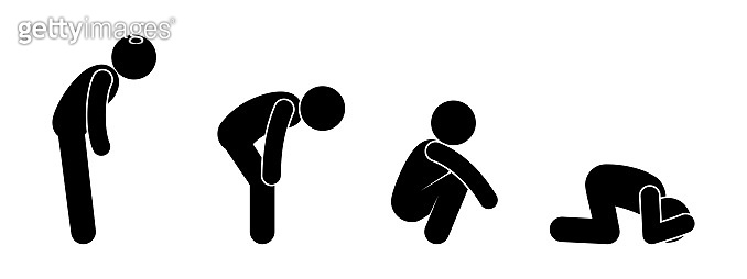 man tired, illustration sad people rest, breakdown, stick figure human ...